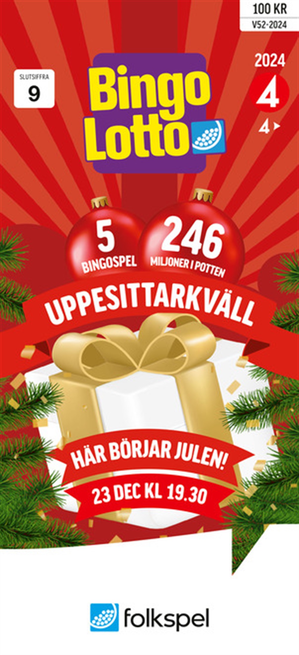 Lotter till BingoLottos Uppesittarkväll 23 dec / Ölmstad IS