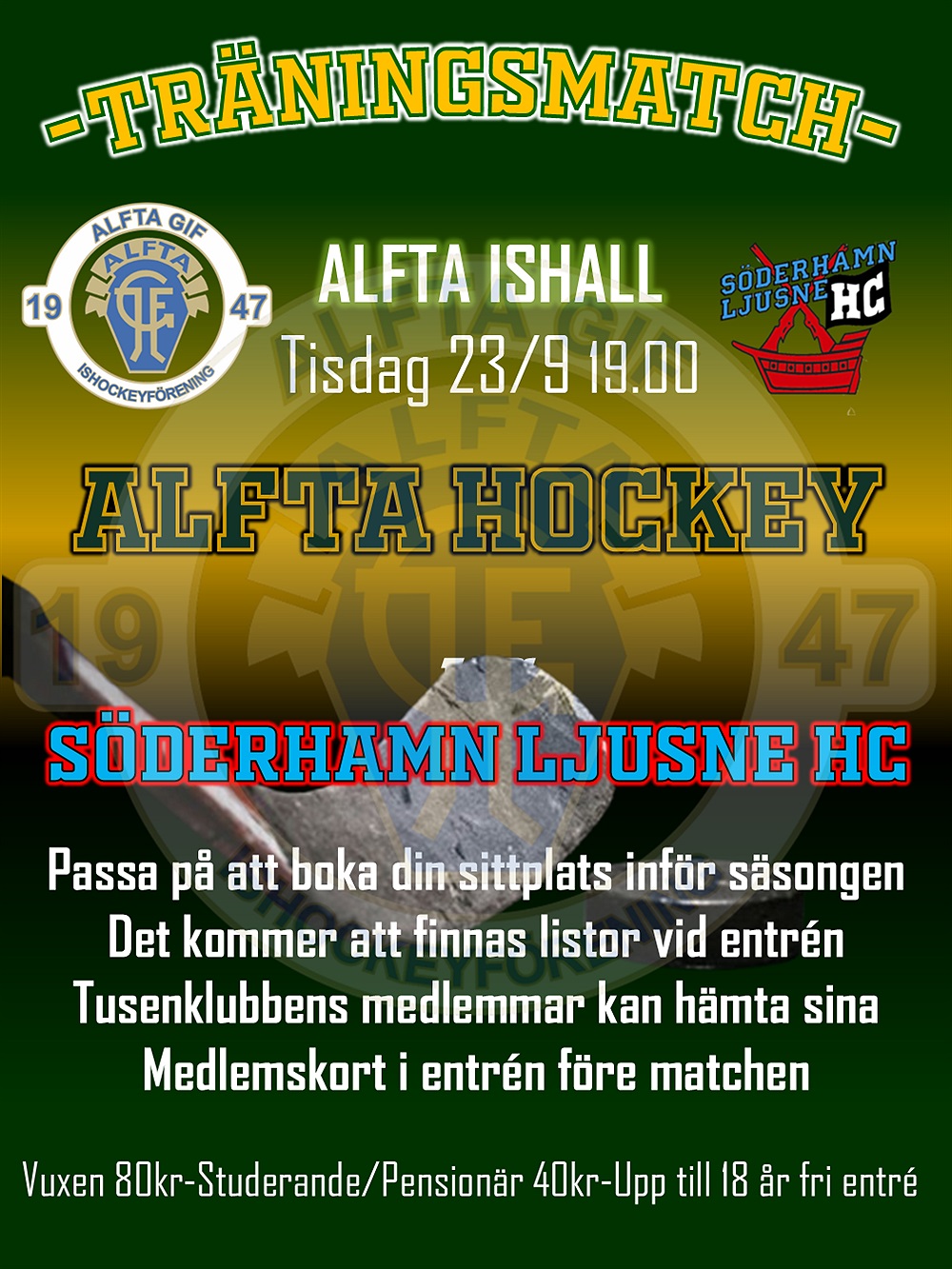 Dags för match hemma. / Alfta Hockey