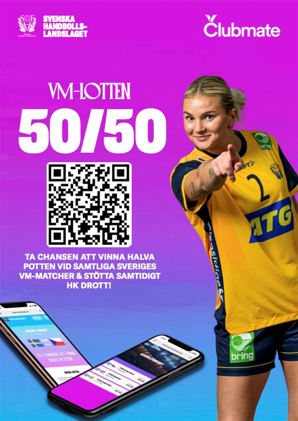 50/50 lotteri under Dam VM / HK Drott