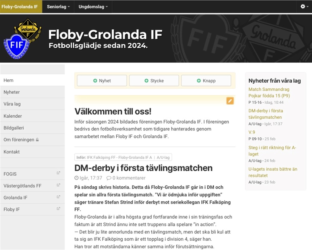 Ny hemsida i luften / Grolanda IF