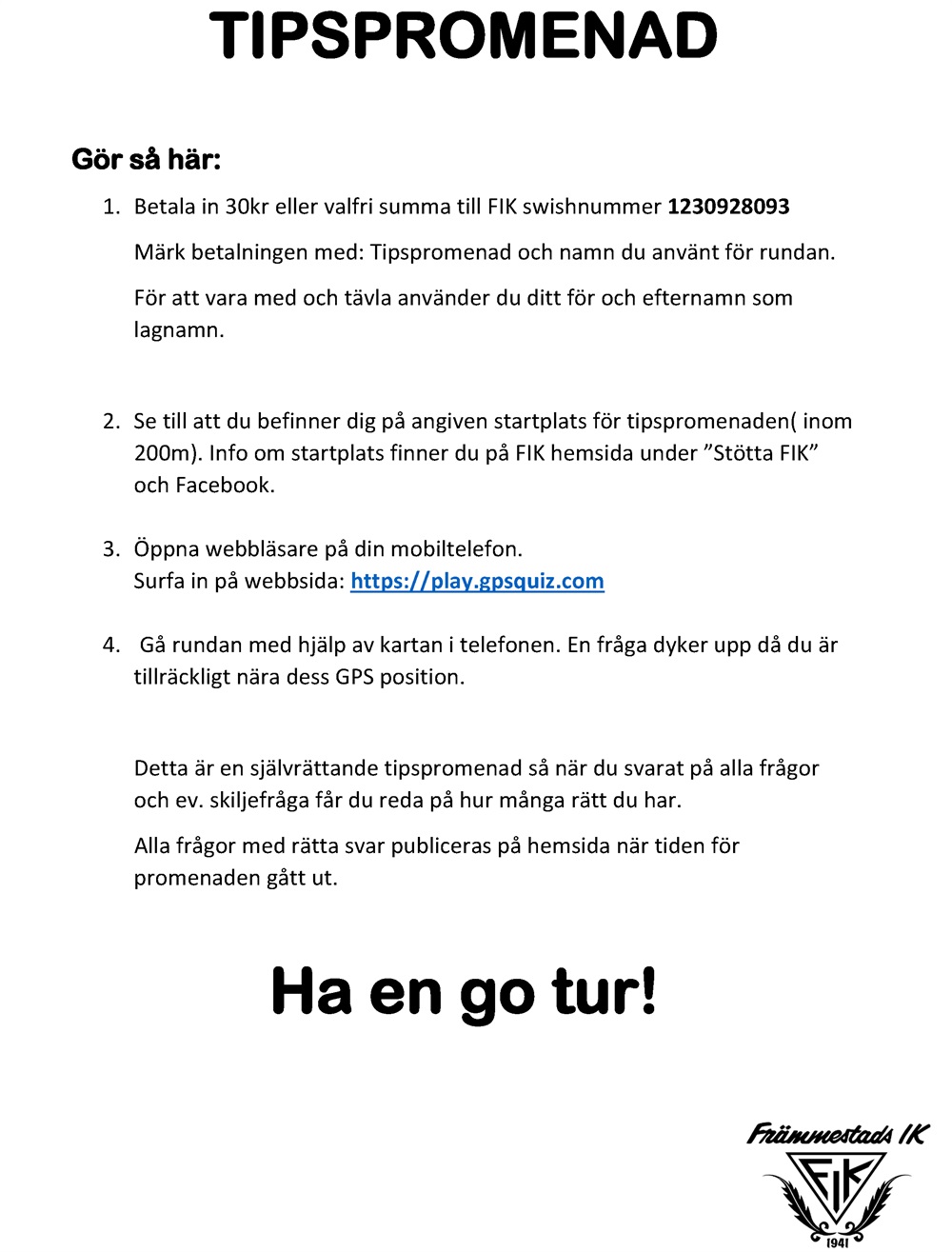 Tipspromenad Bergevi / Främmestads IK