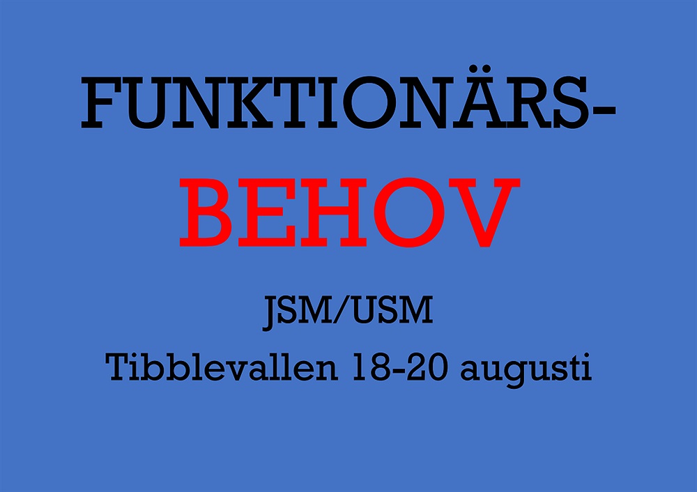 Funktionärsbehov till JSM/USM / Täby IS Friidrott