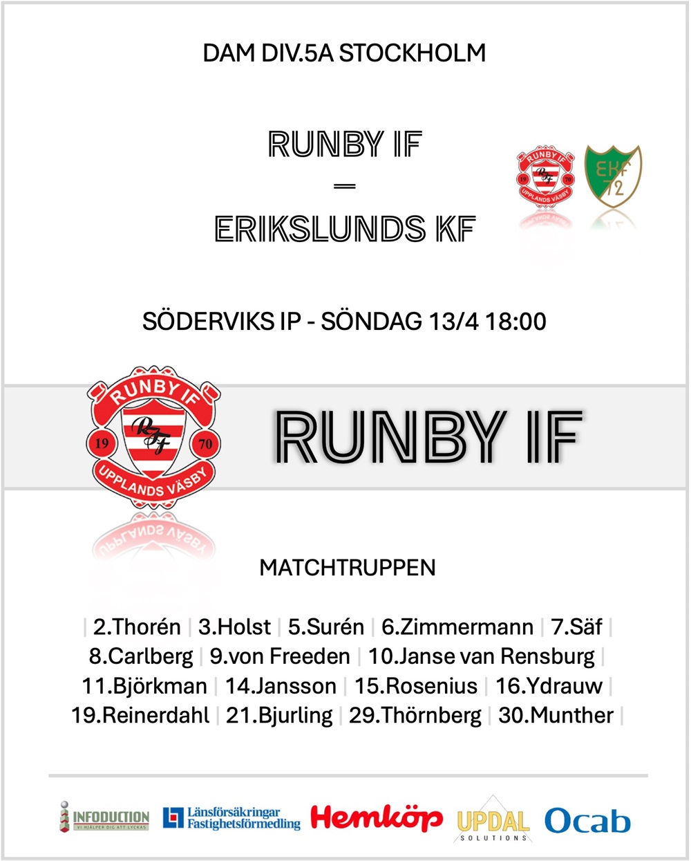 Seriepremiär 2025 / Runby IF - A-laget Dam