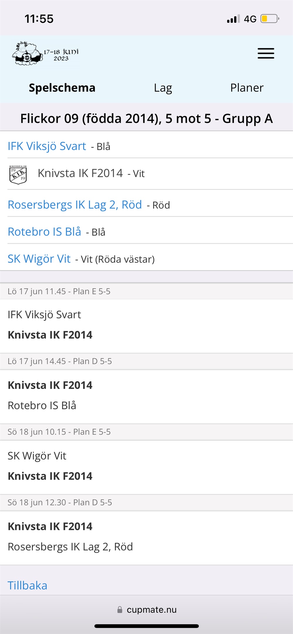 OBS nytt spelschema för Pilsbocuppen / Knivsta IK - Fotboll - F 2014